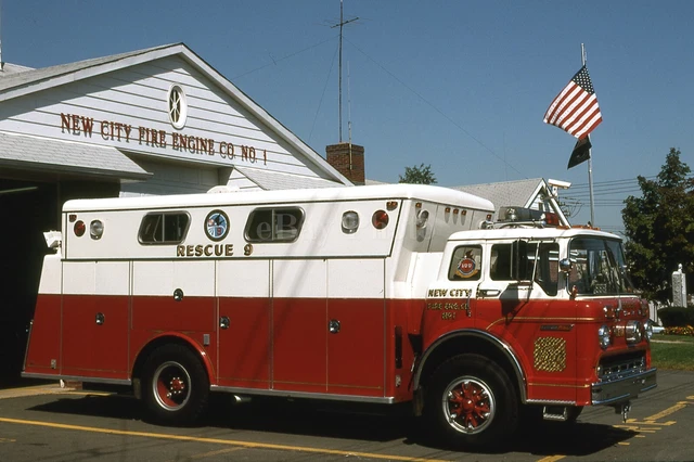 FIRE APPARATUS SLIDE- New City Fire Company Ford C Rescue Squad $5.00 ...