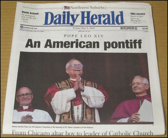 2025 POPE LEO XIV Daily Herald Newspaper Robert Prevost 1st American ...