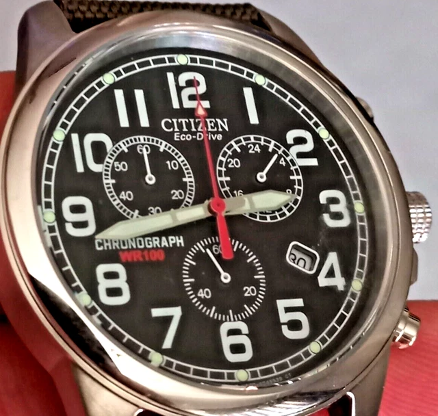 MEN'S CITIZEN ECO-DRIVE Solar Power 39mm Chronograph 24 Hr Watch AT0200 ...