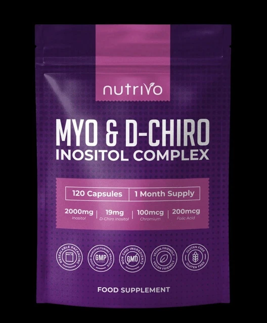 MYO INOSITOL & D Chiro Inositol - 120 Capsules PCOS Supplement Inositol ...
