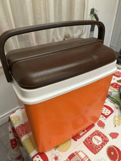 CURVER VINTAGE 1970'S Cooler Box Orange Brown VW Camper Picnic Camping ...