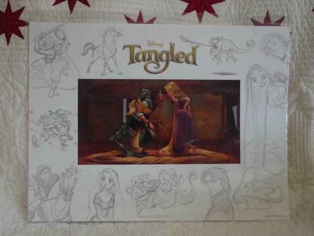 DISNEY TANGLED LITHOGRAPH of Rapunzel and Flynn Rider w/ sketched ...