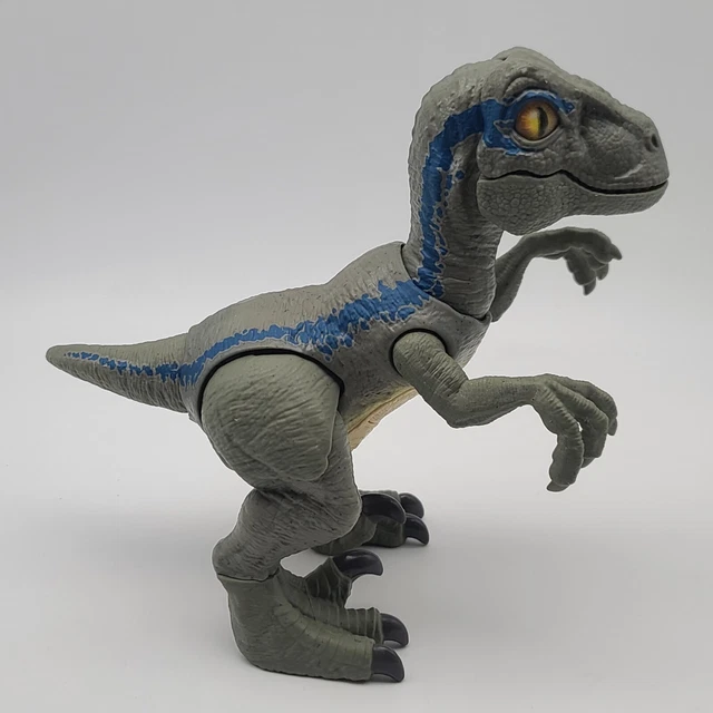 MATTEL JURASSIC WORLD Dino Rivals Primal Pal Raptor Blue Action Sounds ...