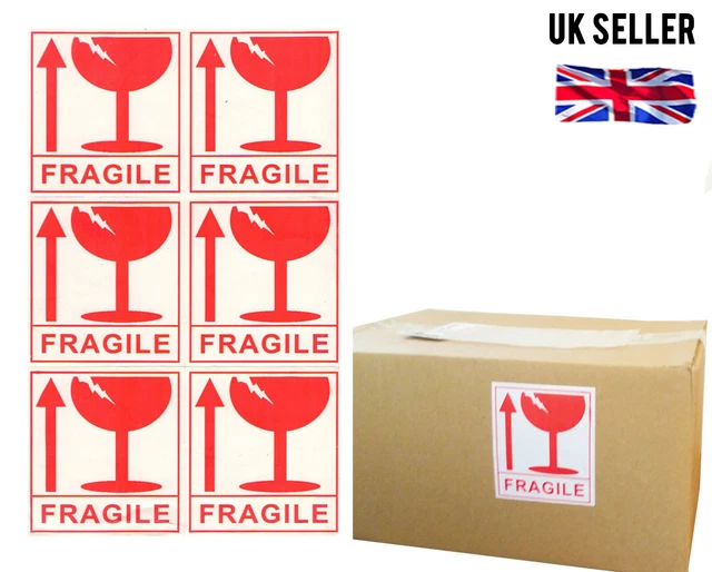 FRAGILE STICKERS LARGE Adhesive Sign Package Handle With Care Hazard ...