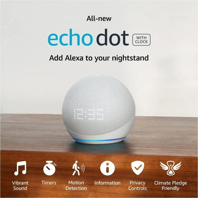 ECHO DOT 5TH Gen 2022 Release With Clock Smart Speaker With Clock