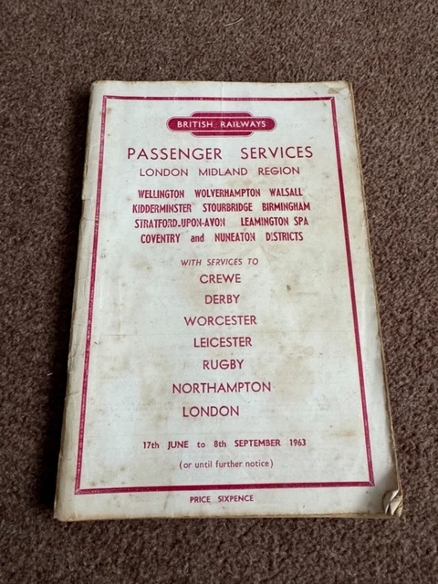 BRITISH RAILWAYS PASSENGER Services Timetable - London Midland Region ...