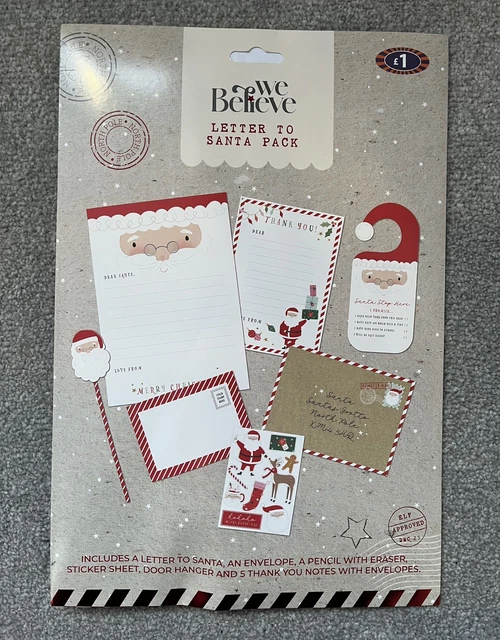 WE BELIEVE LETTER TO SANTA PACK inc Letter Stickers Pencil Thank Notes ...