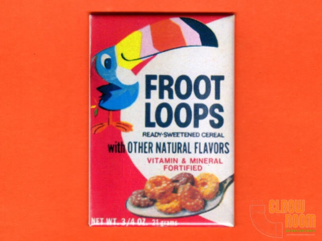 FROOT LOOPS MINI cereal box art 2x3" fridge/locker magnet Kelloggs £2. ...