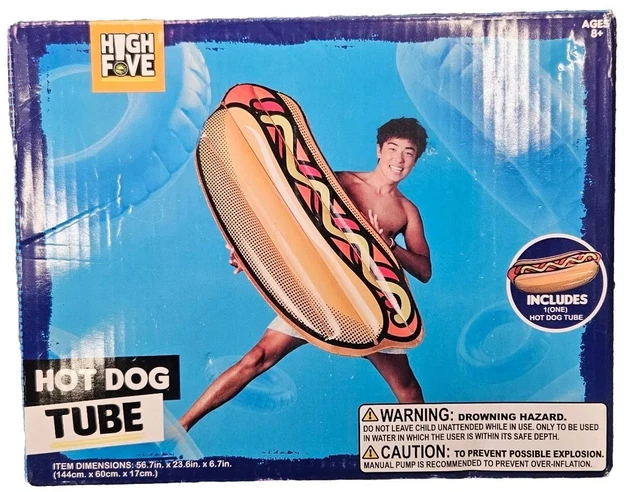 HIGH FIVE HOT dog pool float 56.7in x 23.6in x 6.7in Ages 8+ $10.00 ...