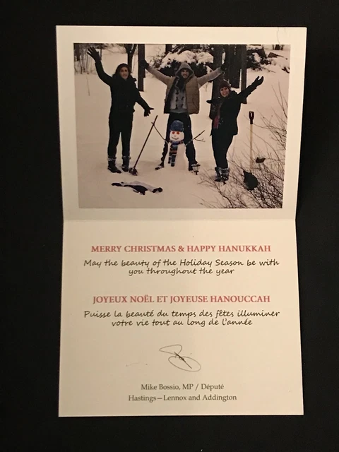 LIBERAL PARTY OF Canada MP Mike Bossio Christmas Card #2 $2.99 ...