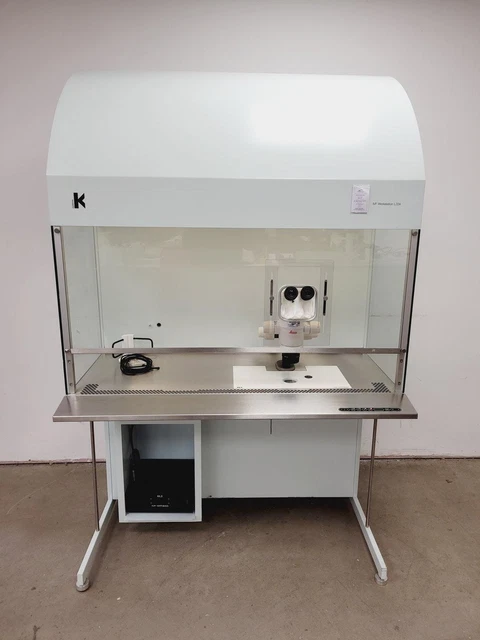 SISTEMA MICROSCOPIO LEICA MZ95 & K Systems workstation IVF L224 LAF Lab ...