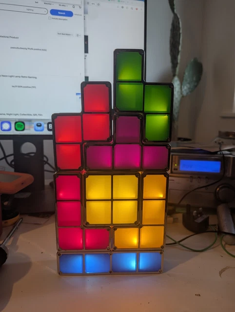 LED TETRIS-STYLE NIGHT Light 7 Colors, Stackable, Desk Lamp £6.51 ...