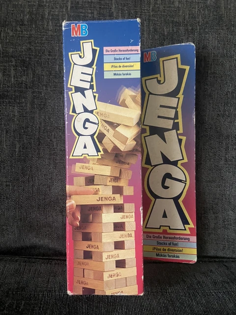 VINTAGE MB GAMES Original JENGA Wooden Blocks Tower Building Game ...
