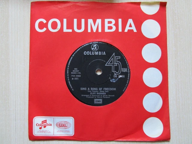 CLIFF RICHARD SING A Song Of Freedom 7" Vinyl Record £2.85 - PicClick UK