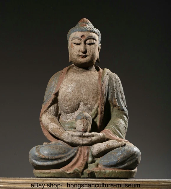 10 & OLD Chinese Buddhism wood Carving Sakyamuni Tathagata Buddha ...