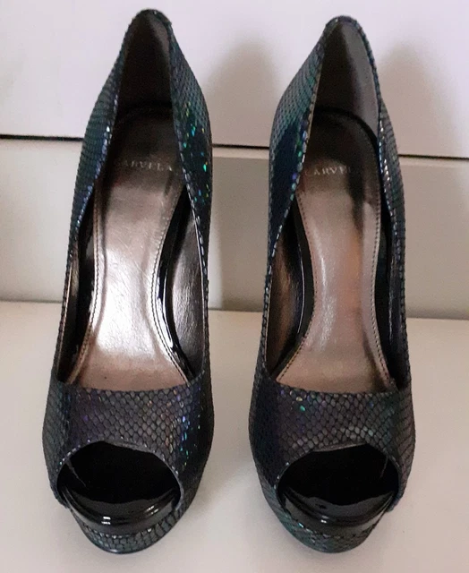 CARVELA BLACK/ TURQUOISE Snakeprint Platform Heels Size 5 Brand New RRP ...