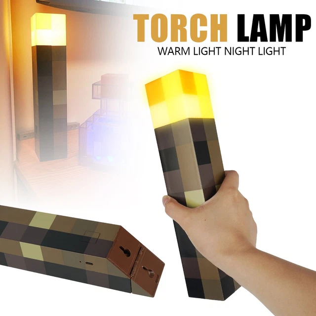 FOR MINECRAFT GAME Torch Wall Lamp Desk Night Light Bedroom Led ...