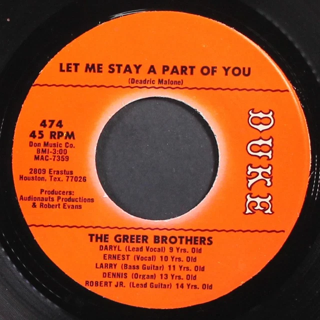 GREER BROTHERS: WE don't dig no busing / let me stay a part of you DUKE ...