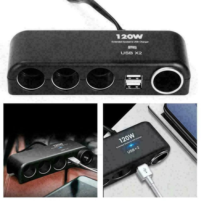 4 WAY 12 Volt USB Socket Car Cigarette Lighter Splitter Charger D3R9 ...