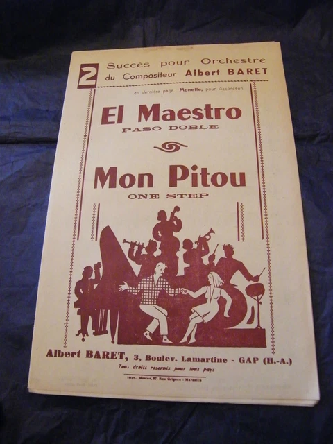 & SPARTITO EL Maestro Mon Pitou Albert Baret Music Sheet " EUR 13,47 ...
