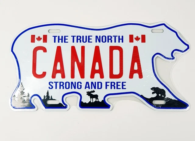 &THE TRUE NORTH& CANADA Bear Shape Embossed Aluminum Vehicle License ...