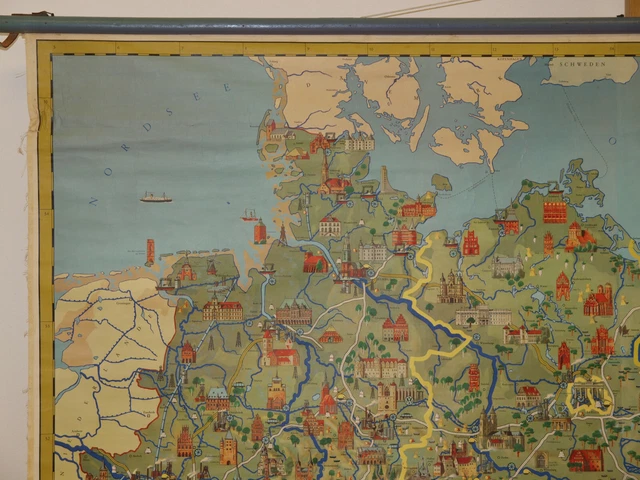 DECORATIVE SCHOOL WALL map wall map Germany FRG GDR eastern territories ...