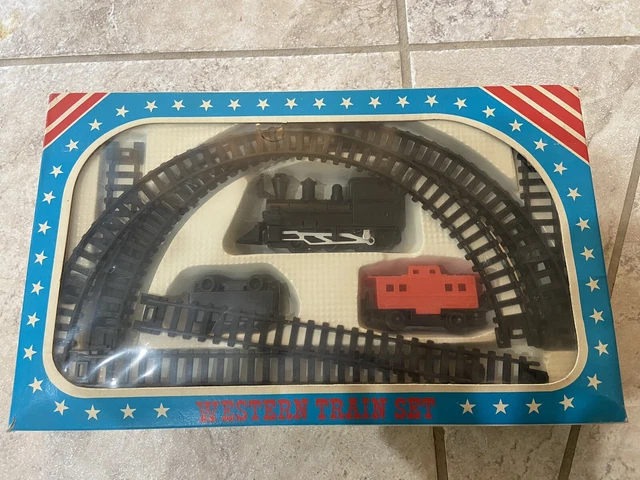VINTAGE WESTERN TRAIN Set Original Box Battery Operated 3 Cars and ...
