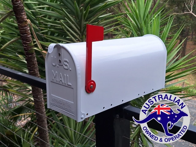 US STYLE LETTERBOX MAIL BOX AMERICAN MAILBOX INDICATOR WHITE NEW STEEL ...