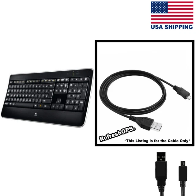 LOGITECH K800 ILLUMINATED Wireless Keyboard USB Cable Transfer Cord ...