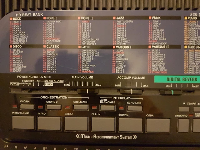 CASIO CT-680 TONE Bank 61 Key Digital Reverb Piano Keyboard Works Good ...