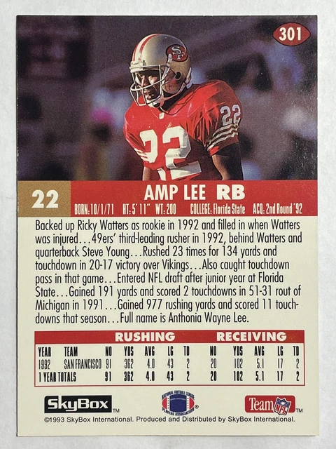 CARTE DE FOOTBALL impact AMP LEE San Francisco 49ers, Vikings, Rams ...