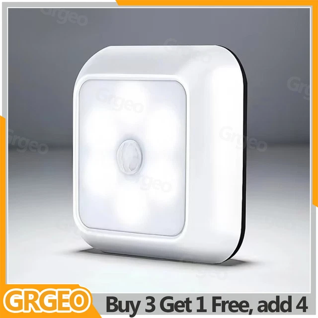 6 LED MOTION Sensor Lights PIR Wireless Night Light Battery Cabinet Stair Lamp £5.40 - PicClick UK