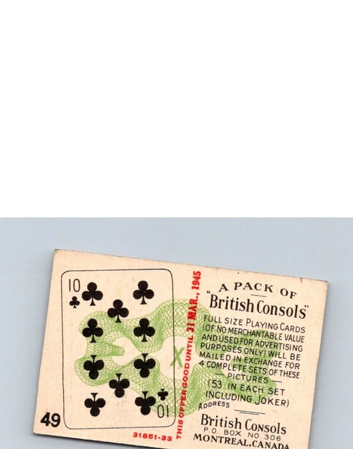 VINTAGE 1942 BRITISH Consols Warship Playing Card#49 Hms ''Norfolk ...