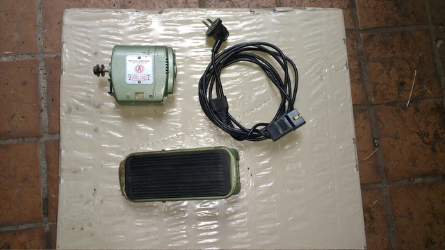ANCIENNE PEDALE RHEOSTAT machine a coudre MIP avec son moteur 110 v EUR ...