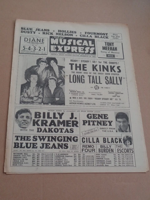 NEW MUSICAL EXPRESS - February 7 1964 Kinks cover (Hollies/Fourmost ...