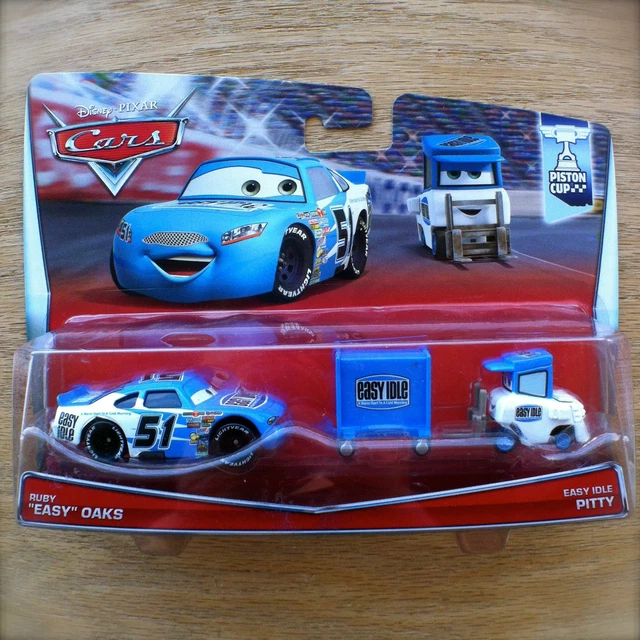 DISNEY PIXAR CARS RUBY OAKS & EASY IDLE PITTY 2PK diecast PISTON CUP 7 ...