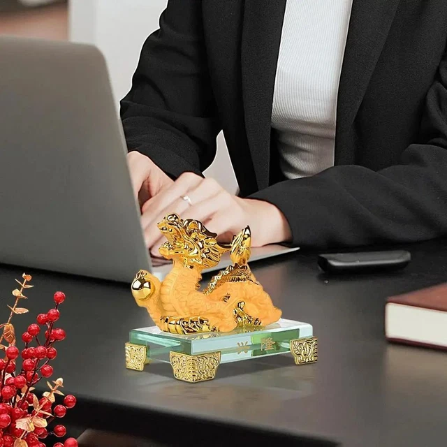 GOOD LUCK FENG Shui Dragon Figurine Chinese Dragon Sculpture Home ...