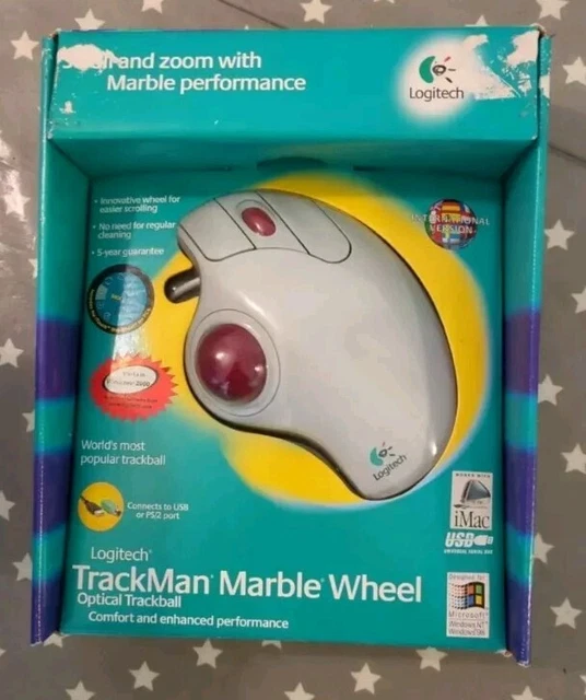 LOGITECH TRACKMAN MARBLE Wheel USB Trackball Mouse T-BB13 Stress Relief ...