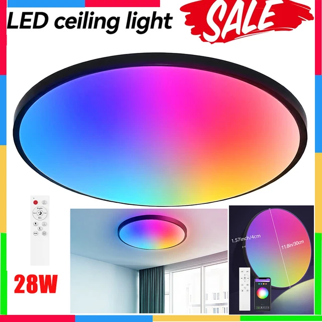 28W SMART RGB LED Ceiling Light Dimmable Timing Night Light Remote APP ...