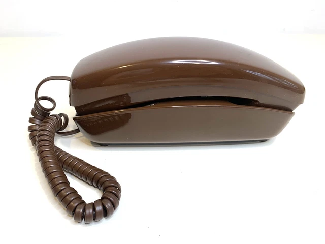 VTG 70S WESTERN Electric Trimline Telephone Brown Push Button Wall ...