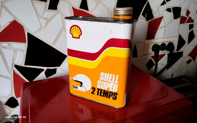 ANCIEN BIDON HUILE SHELL SUPER 2 TEMPS collection GARAGE AUTO MOTO EUR ...