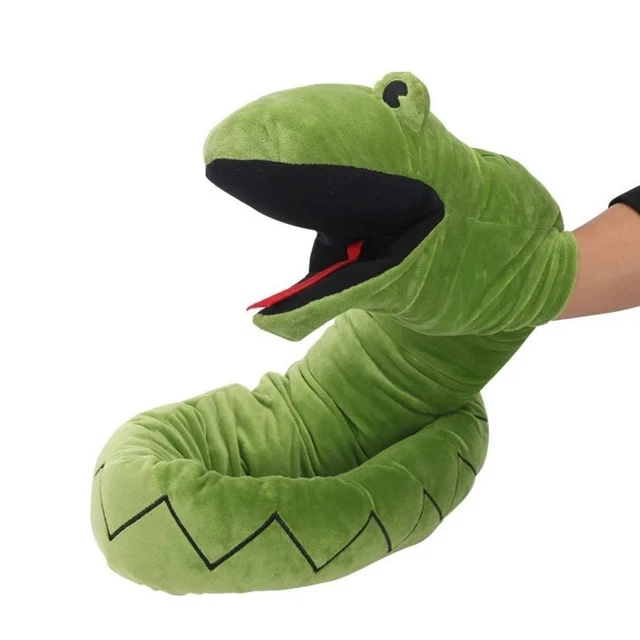 GREEN SNAKE HAND puppet mouth movable glove puppet Ventriloquist Plush ...