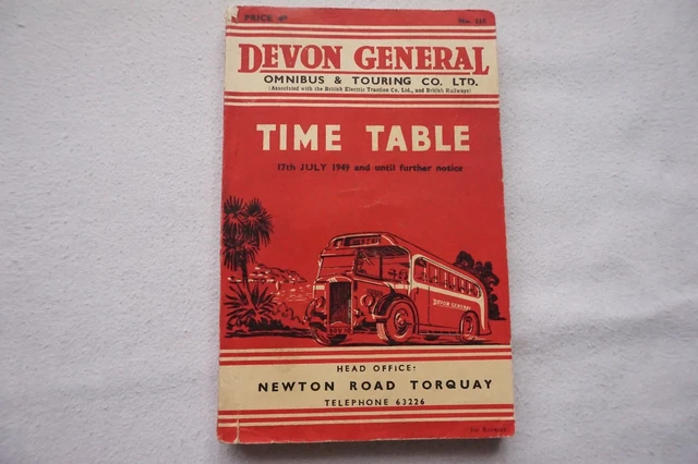 1949 DEVON GENERAL Omnibus Bus Timetable with Map £24.00 - PicClick UK