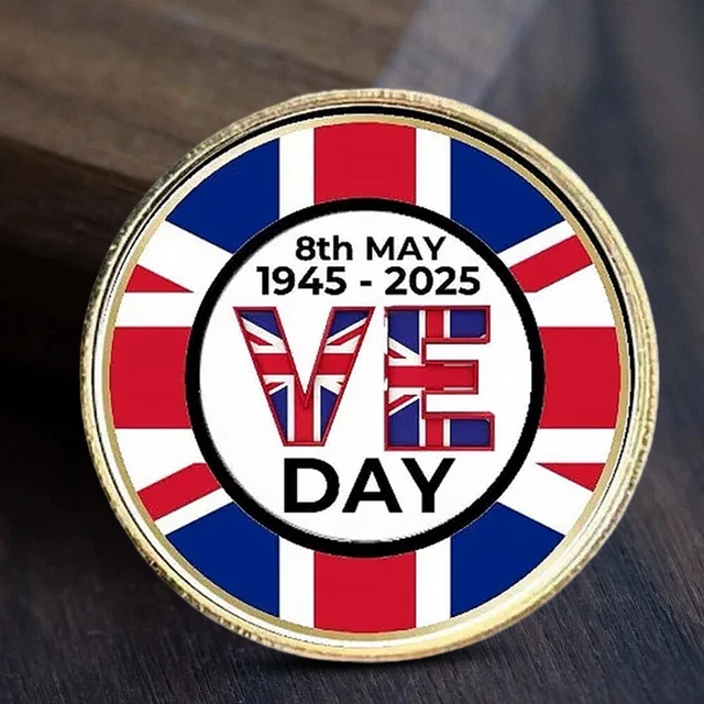 VE DAY BADGE 25mm VE Day 1945-2025 Lapel Pin Badge Round Badge ...