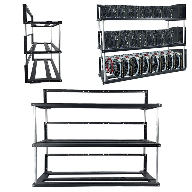 24 GPU MOTHERBOARD Mining OPen Air Rig Frame Stackable Computer Case ...