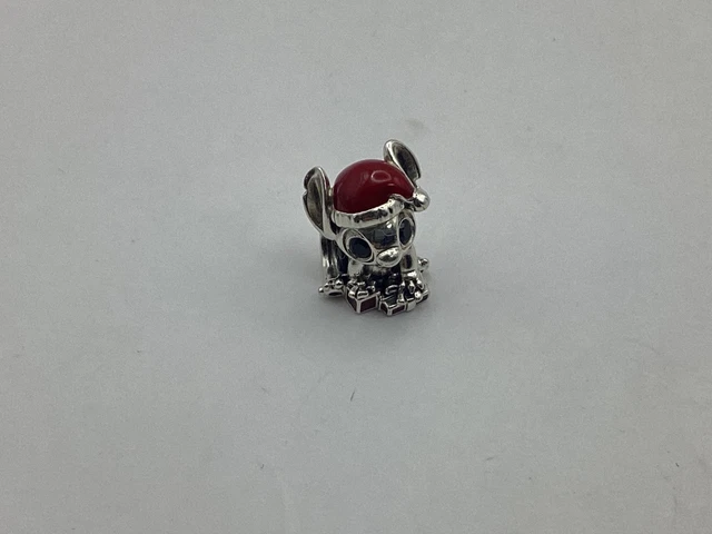 PANDORA X DISNEY Silver & Enamel "Stitch" Christmas Charm 3.6g (G2) W ...