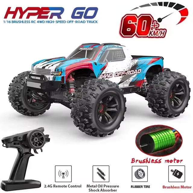HYPER GO 1/16 4WD Remote Control 60KM/H Brushless Monster Truck Racing ...