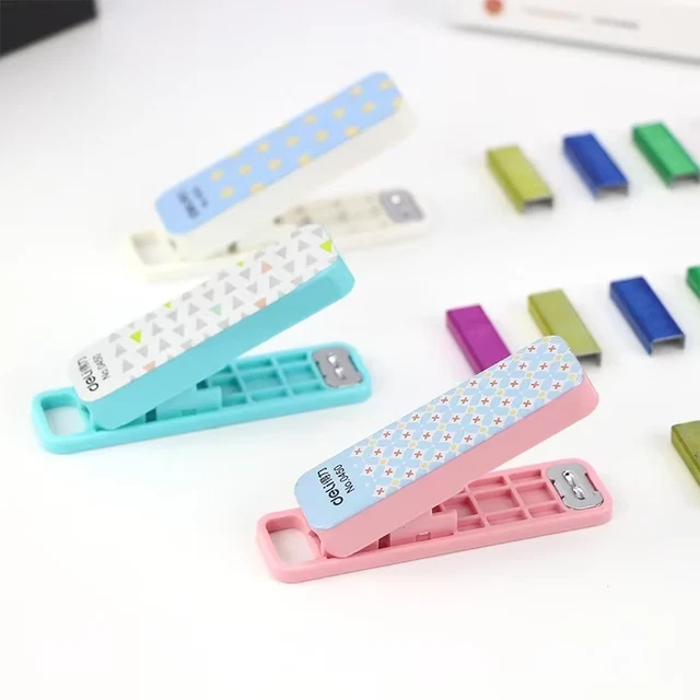 GEOMETRIC MANUAL STAPLER No. 10 Color Staples Set Mini Grapadora ...