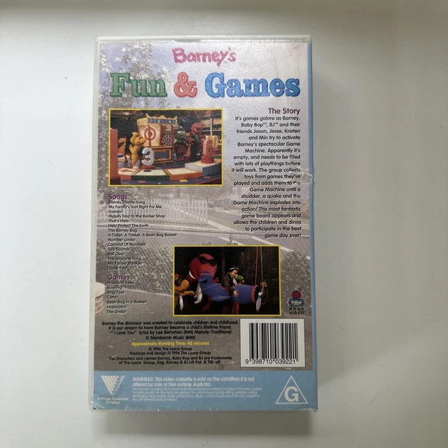 BARNEY’S FUN & Games VHS 1996 Video Tape Vintage Children Show $24.50 ...