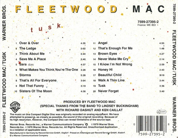 FLEETWOOD MAC - Tusk (CD, Album, RE, RP) £16.49 - PicClick UK